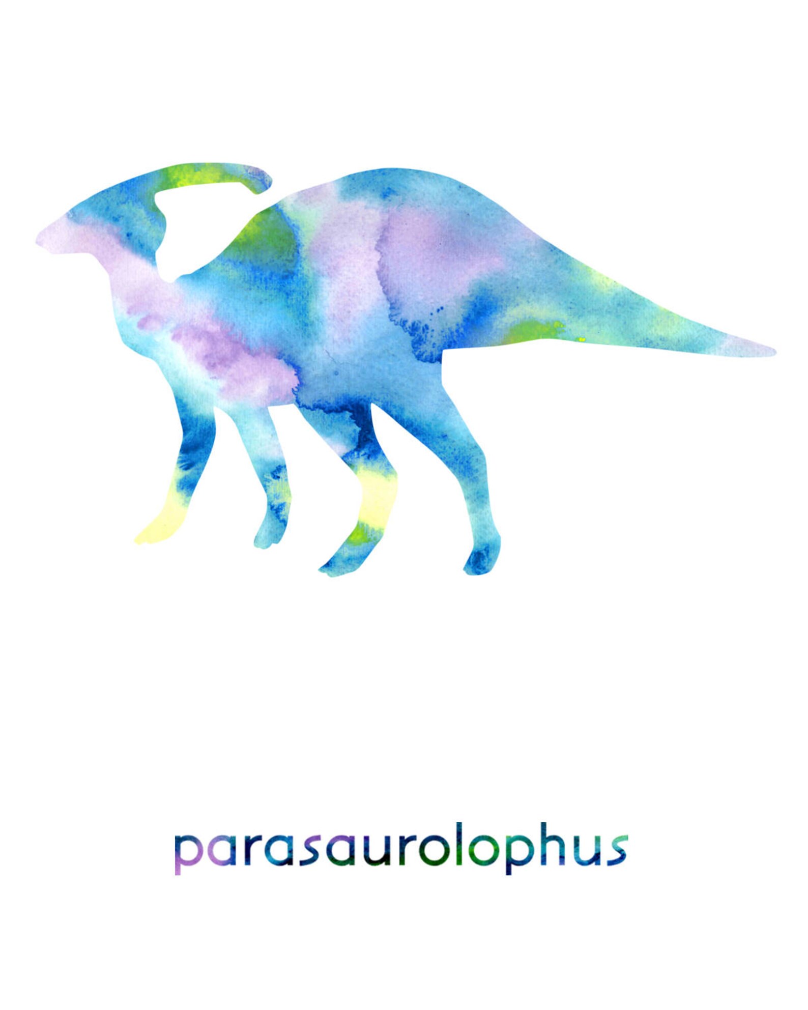 Parasaurolophus Watercolor Print, Dinosaur Decor, Instant Download ...