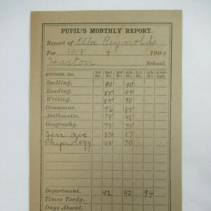 1900s Report Card, Edwardian School Ephemera, Haxton School, Antique - Etsy