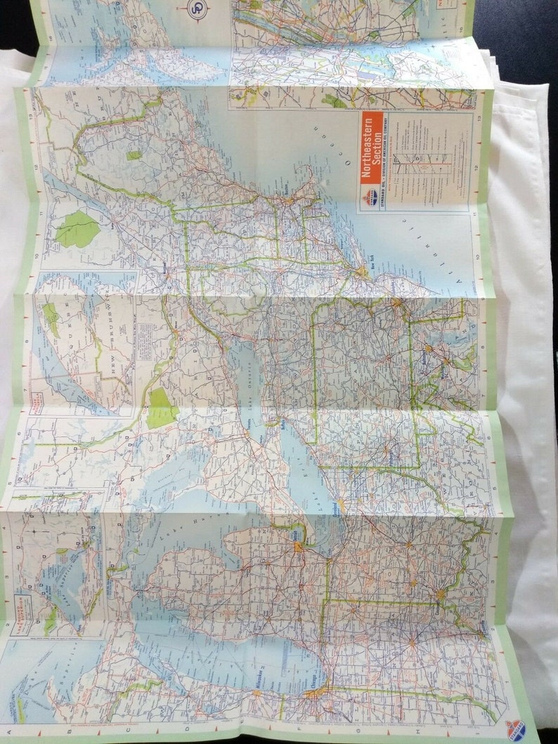 Vintage Standard Oil Eastern US Gas Station Map, Mid Century ...