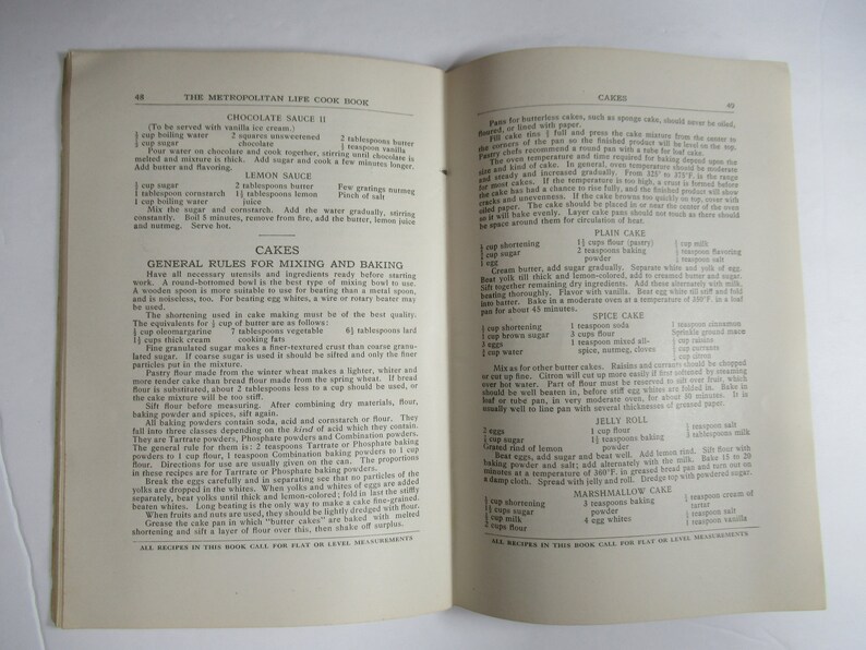 Metropolitan Cook Book Recipe Booklet Vintage Antique Life - Etsy