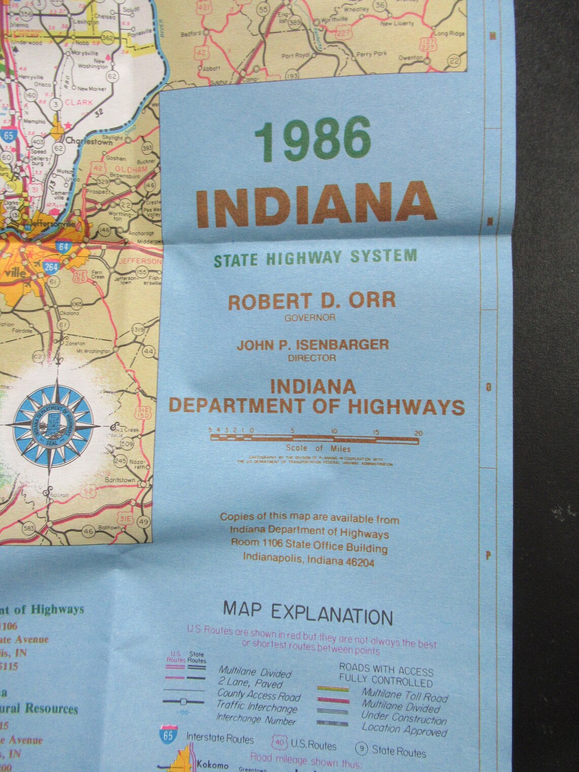 1986 Folded Indiana State Road Map Hoosier Dome Cover - Etsy