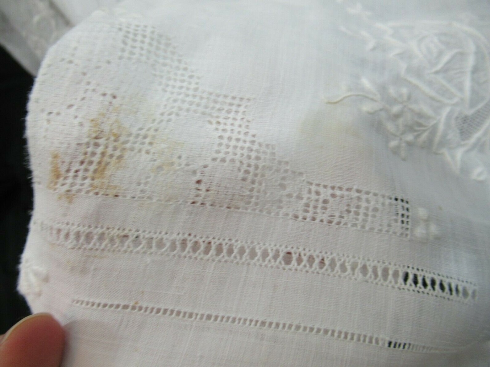 Vintage Intricate Embroidered Roses Drawn Thread White Linen - Etsy