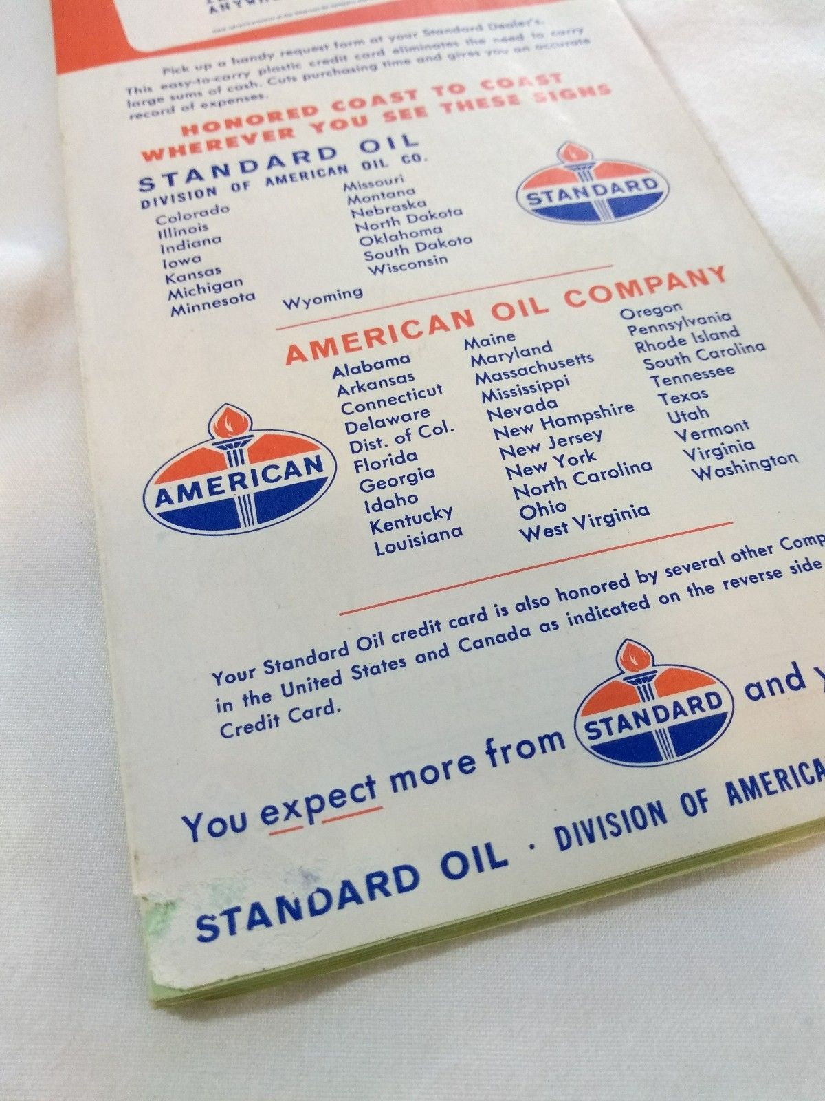 Vintage Standard Oil Eastern US Gas Station Map, Mid Century ...