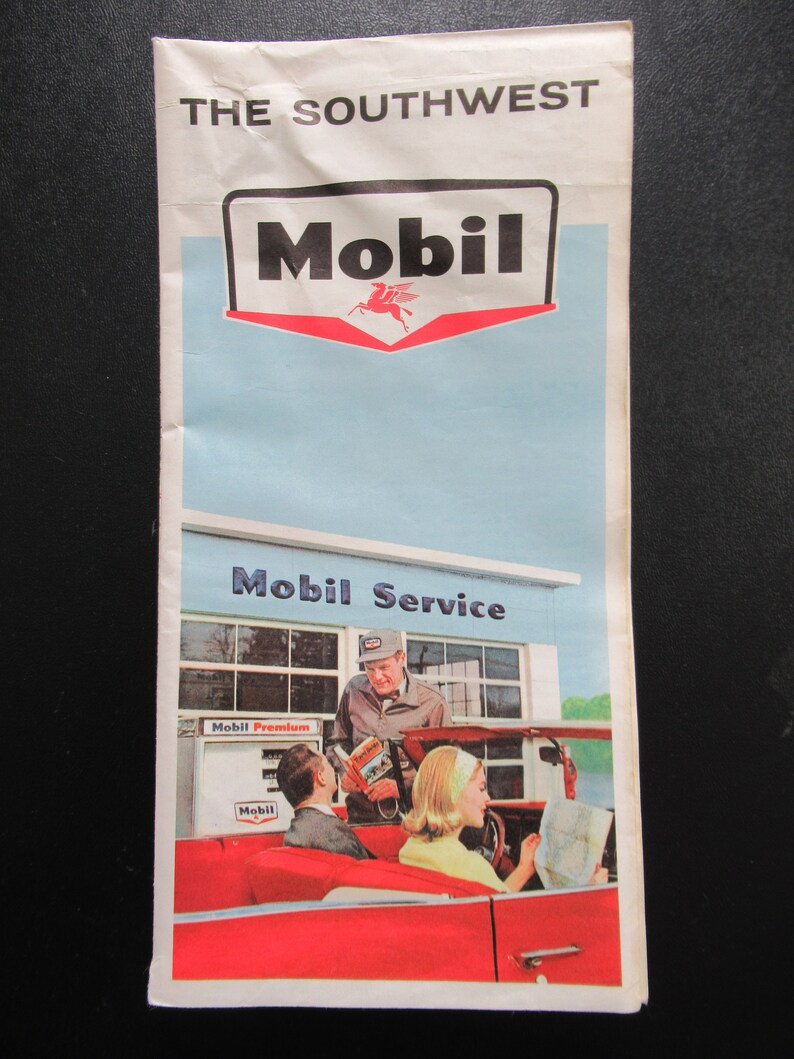 1965 Mobil Oil Gas Service Station Map Southwest United - Etsy
