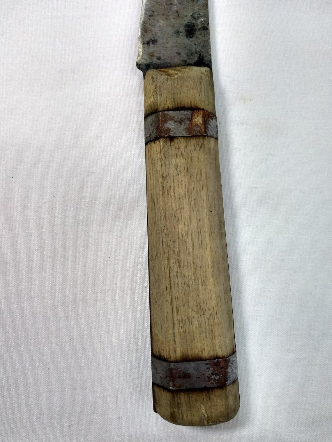 Antique Metal Banded Handle Steel Fixed Blade Knife - Etsy