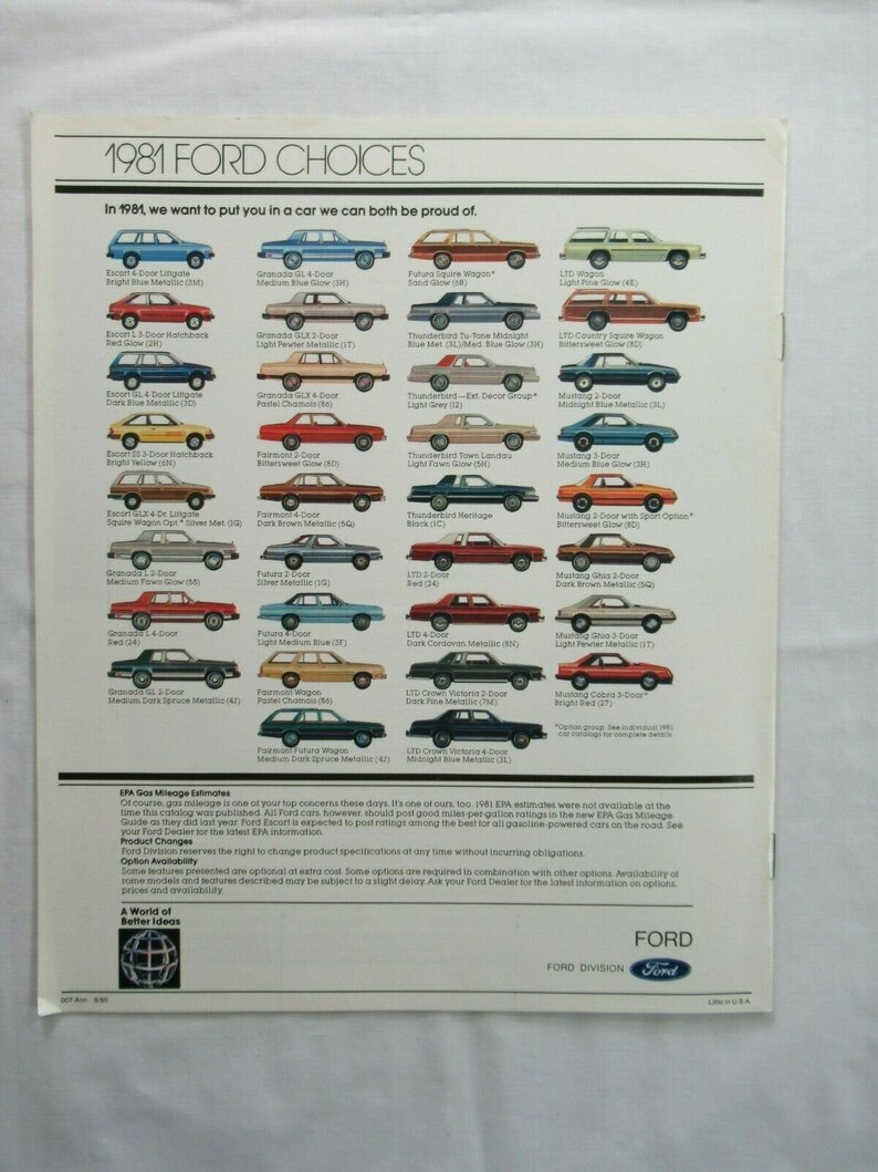 1981 Ford Cars Brochure, Sales, Advertising, Dealer Catalog, Vintage ...