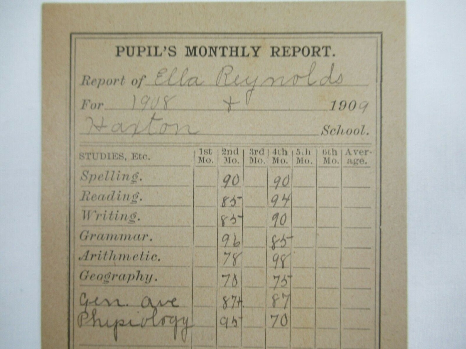 1900s Report Card, Edwardian School Ephemera, Haxton School, Antique - Etsy