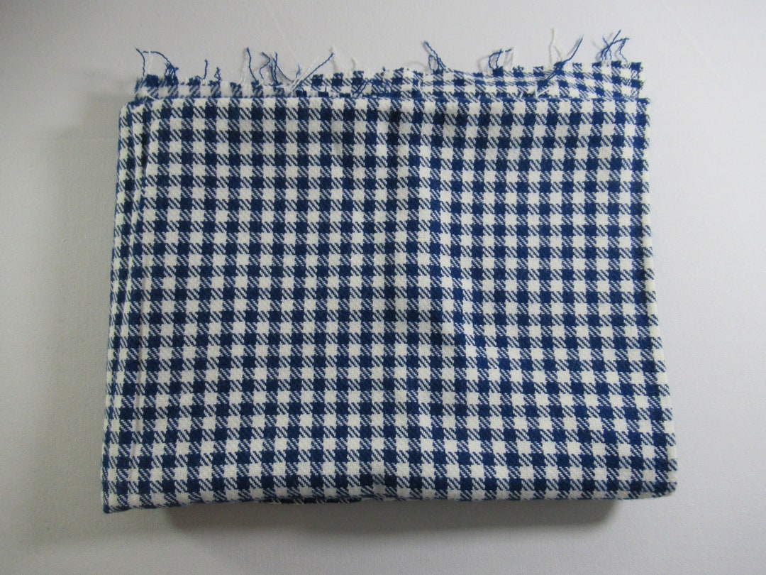 Vintage Acrylic Faux Wool Blue White Check Fabric, 1 Yard - Etsy