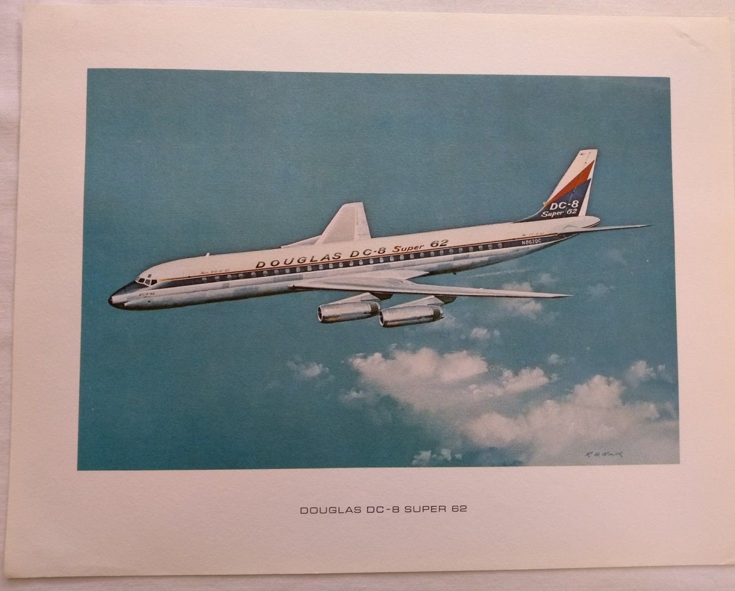 Douglas DC-8 Super 62 Jet Airplane Art Print, R G Smith, Specs, Vintage ...