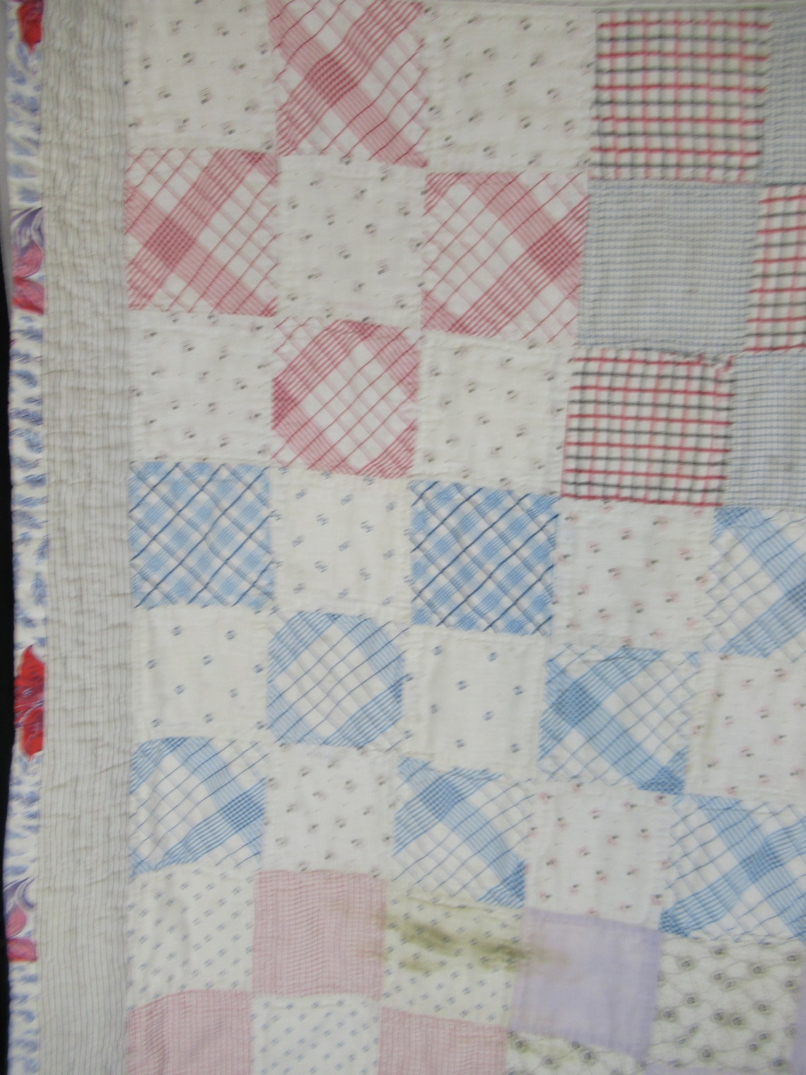 Antique Vintage Hand Stitched Calico Patchwork Quilt 52x88 - Etsy