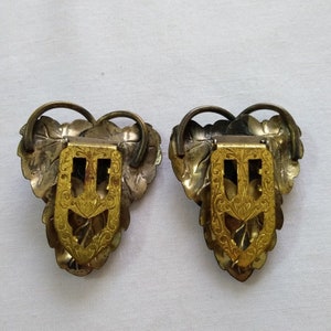 Antique Gold Tone Leaf Floral Dress Fur Clip Set 2, Vintage, Edwardian ...