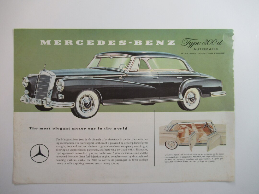 1950s Mercedes Benz Type 300d Automatic Spec Sheet, Dealer ...