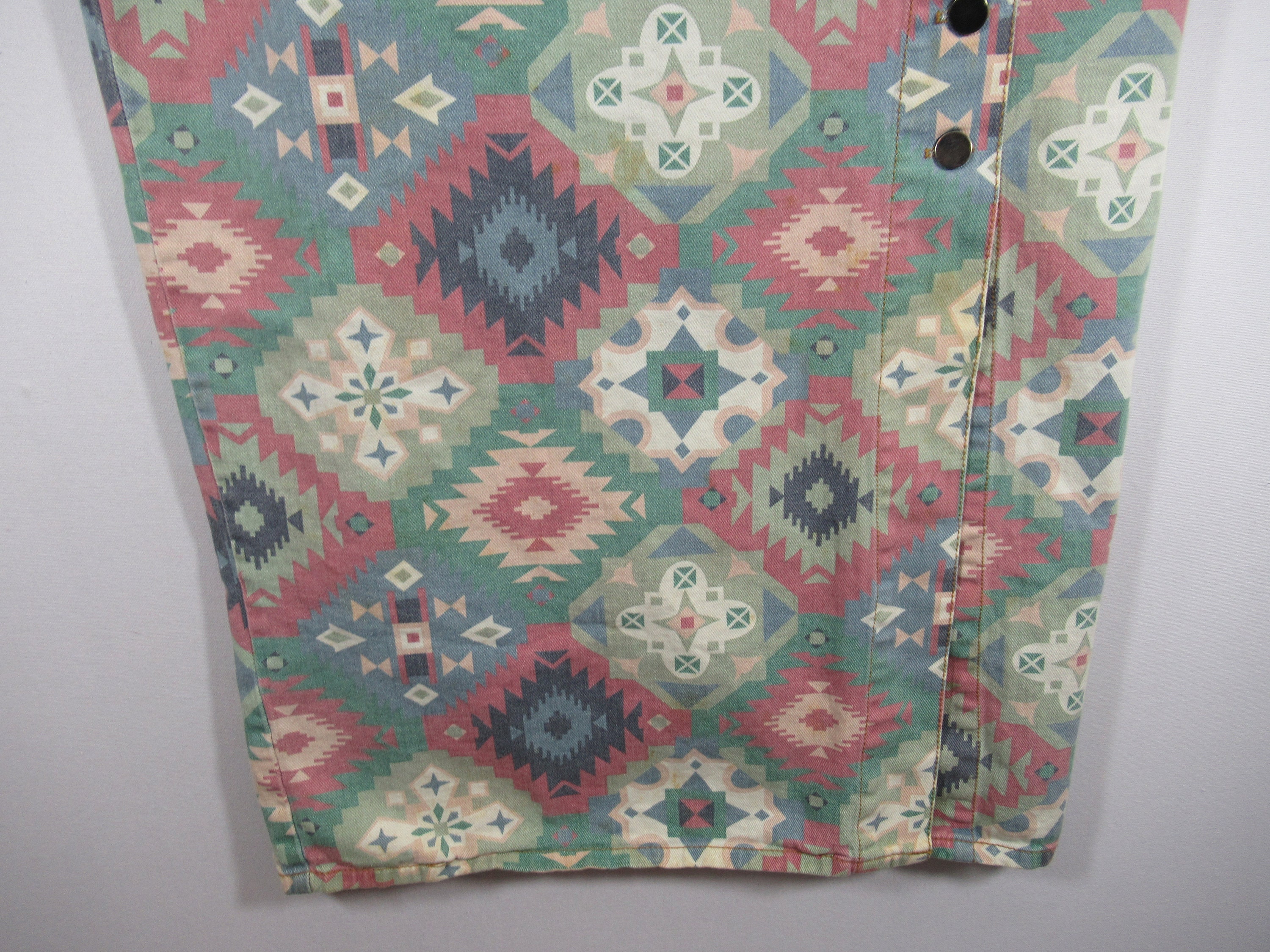 Vintage 80s Aztec Southwestern Print Long Denim Skirt, Stefano, Junior ...