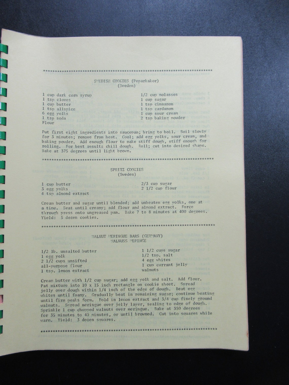 Vintage Foreign Food Typed Recipe Collection, International Cooking ...