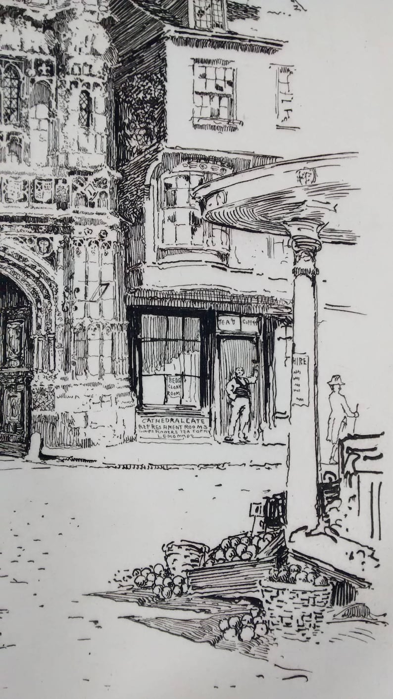 1884 Joseph Pennell Etching, Gateway Canterbury Cathedral, Art Print ... 1884 Joseph Pennell Etching, Gateway Canterbury Cathedral, Art Print ...