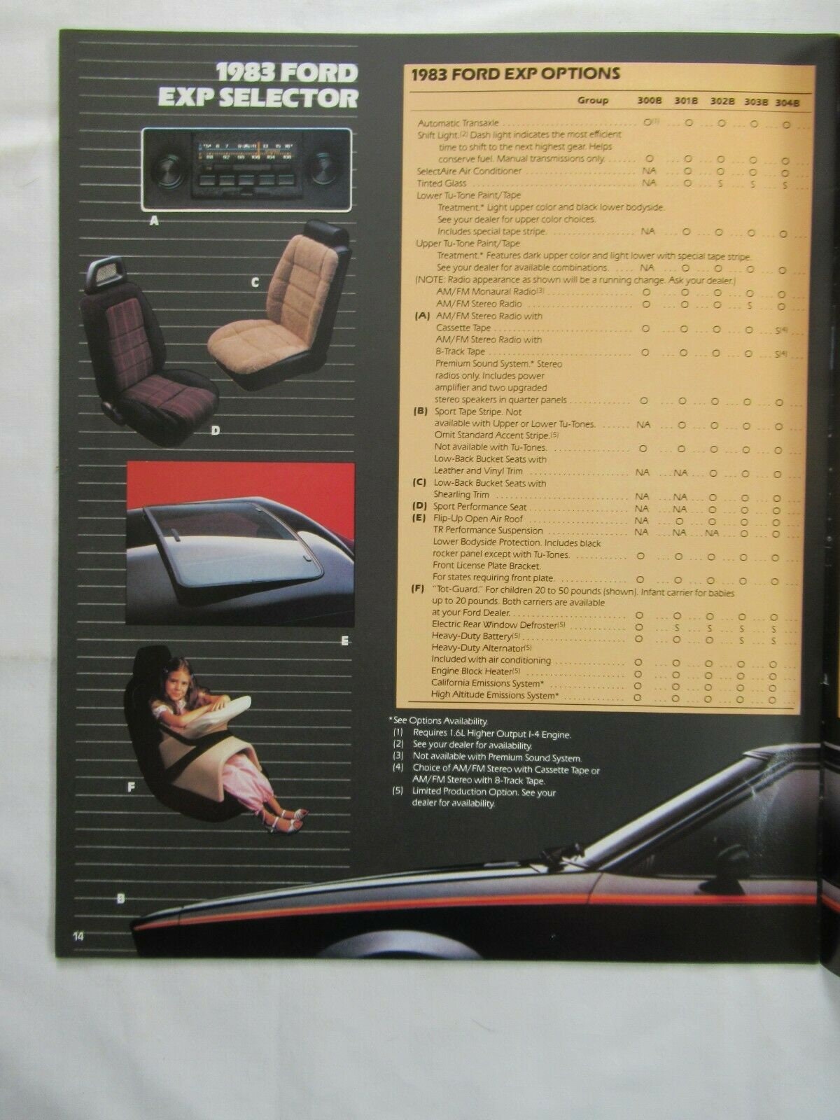 1983 Ford EXP Car Brochure, Sales, Advertising, Dealer Catalog, Vintage ...