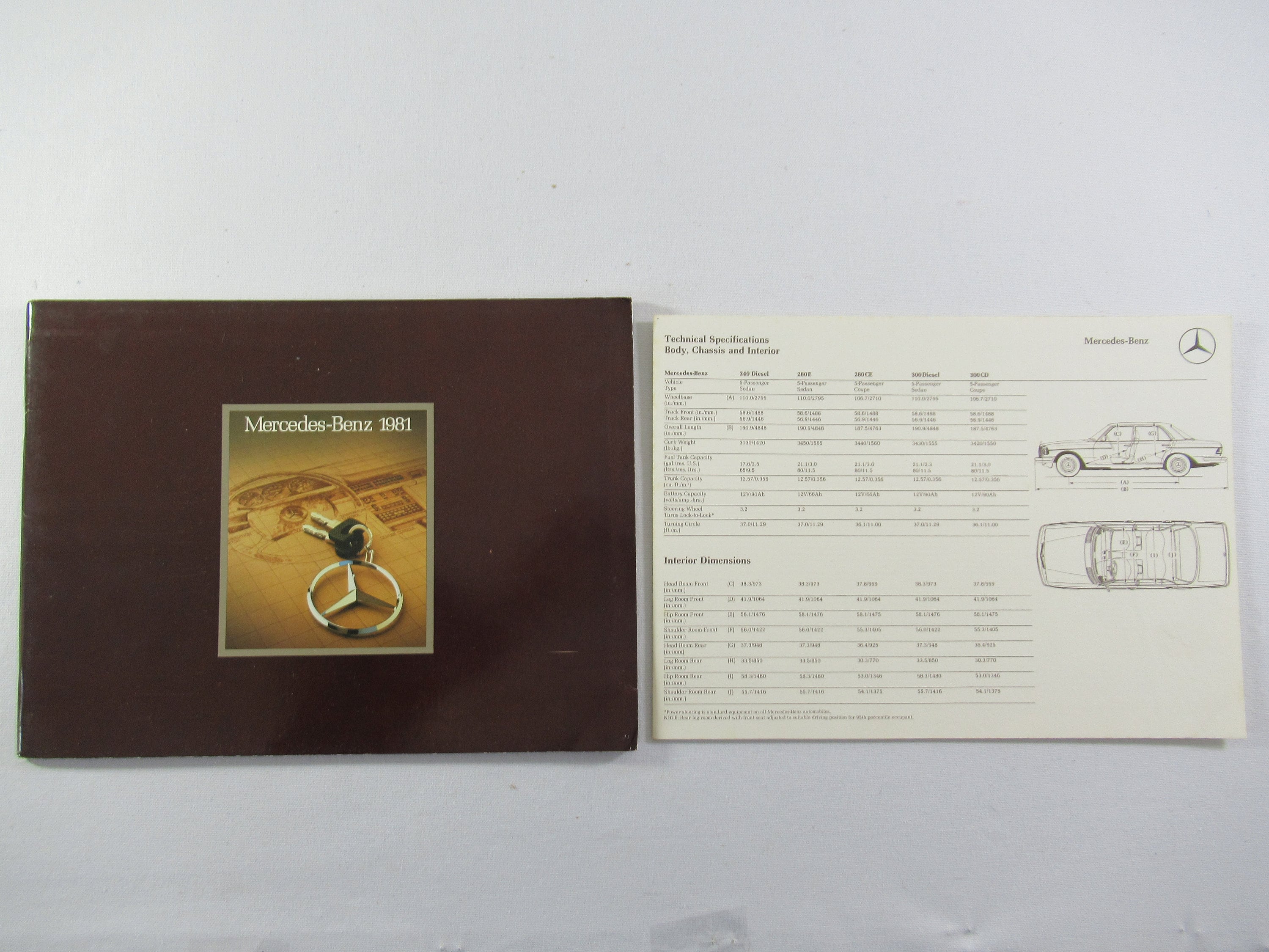1981 Mercedes Benz Full Line Brochure With Spec Sheet, Vintage Car ...