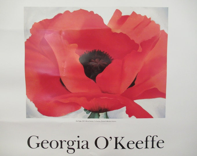 Vintage Georgia O'keeffe Red Poppy Museum Exhibit Poster, Art Institute ...