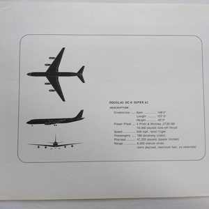 Douglas DC-8 Super 62 Jet Airplane Art Print, R G Smith, Specs, Vintage ...