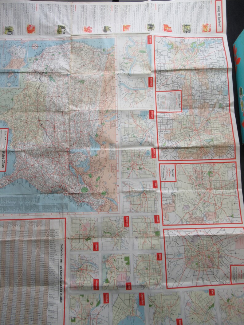 1965 Mobil Oil Gas Service Station Map Southwest United - Etsy