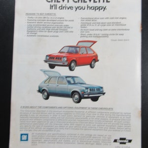 1978 Chevrolet Chevette Brochure, Vintage Chevy Advertising - Etsy