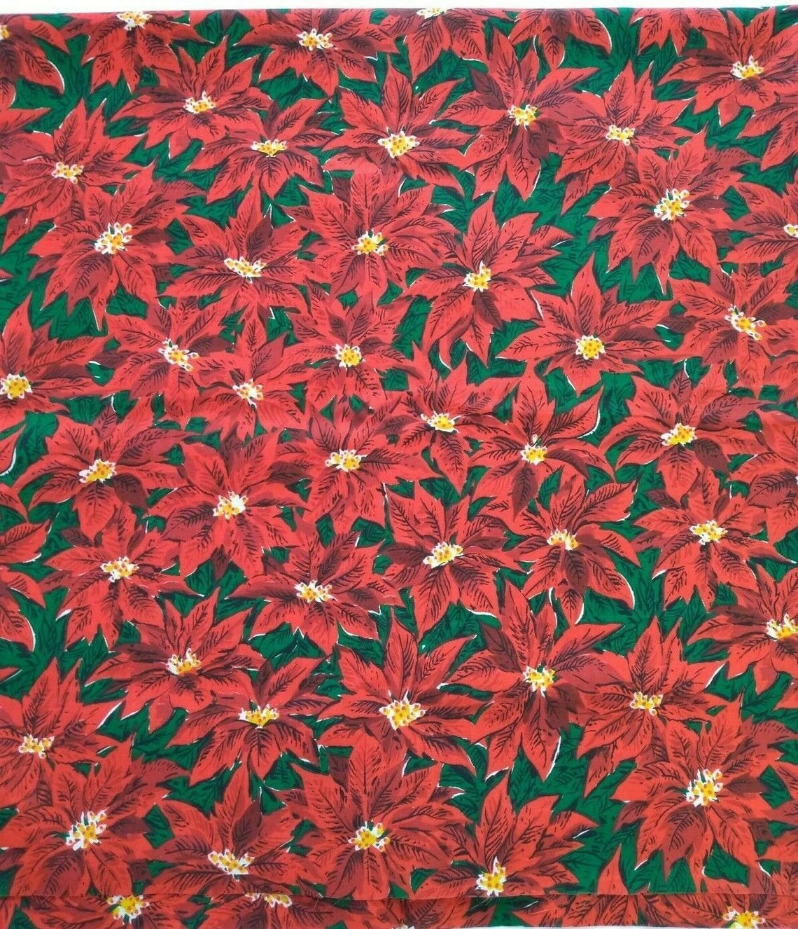 Poinsettia Christmas Cotton Fabric, 1.5 Yards, Vintage, Lightweight - Etsy