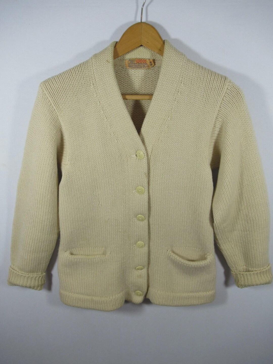 Vintage 1940s Wool Shaker Cardigan, Letter Sweater, Letterman Style ...