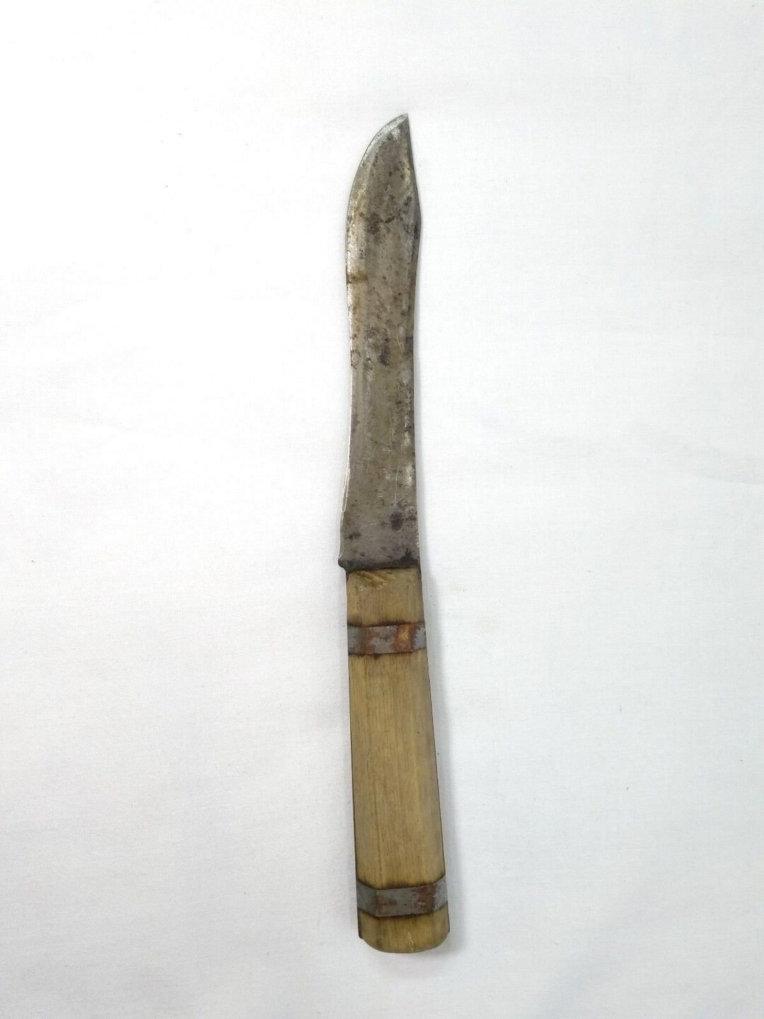 Antique Metal Banded Handle Steel Fixed Blade Knife - Etsy