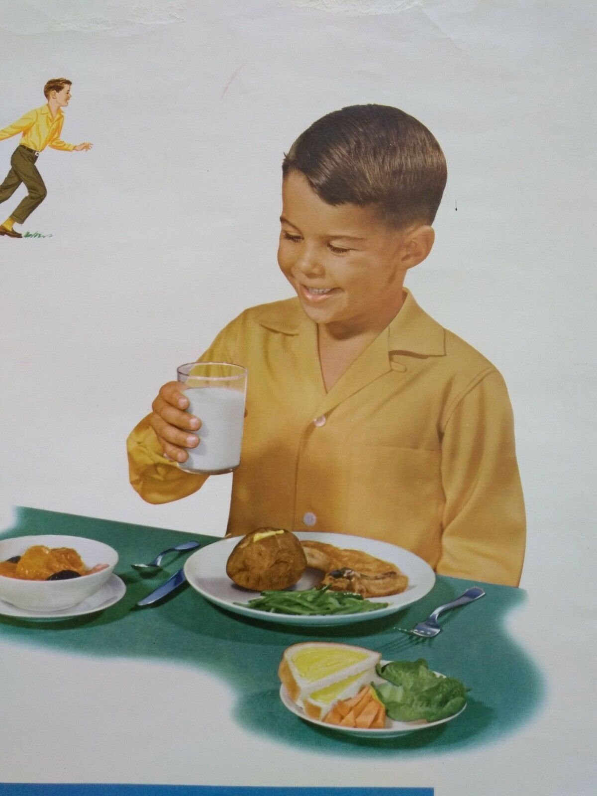 1950s National Dairy Council Dinner Milk Poster, Vintage, Advertising ...