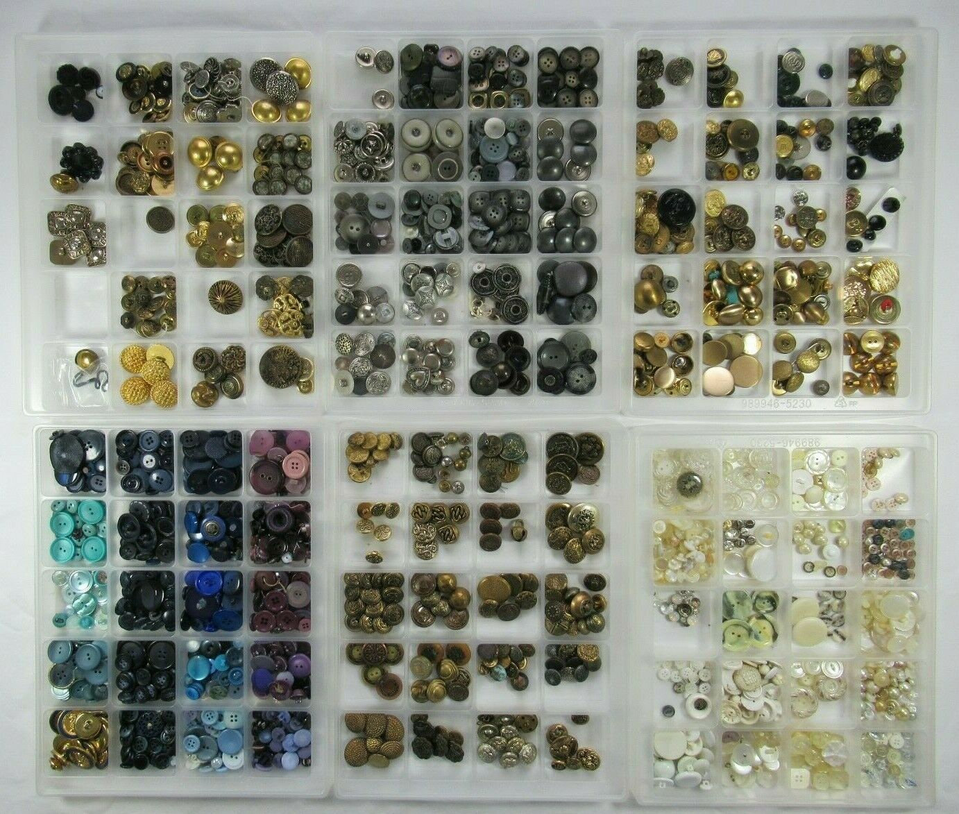 1800 Vintage Buttons, Mixed Lot, Plastic, Shell, Metal, Glass, Sewing ...