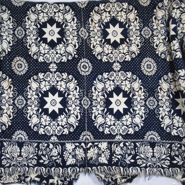 Antique Jacquard Coverlet - Etsy