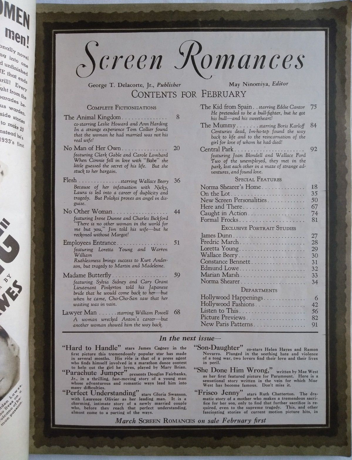 Screen Romances Magazine, Irene Dunne, Clark Gable, Leslie Howard ...