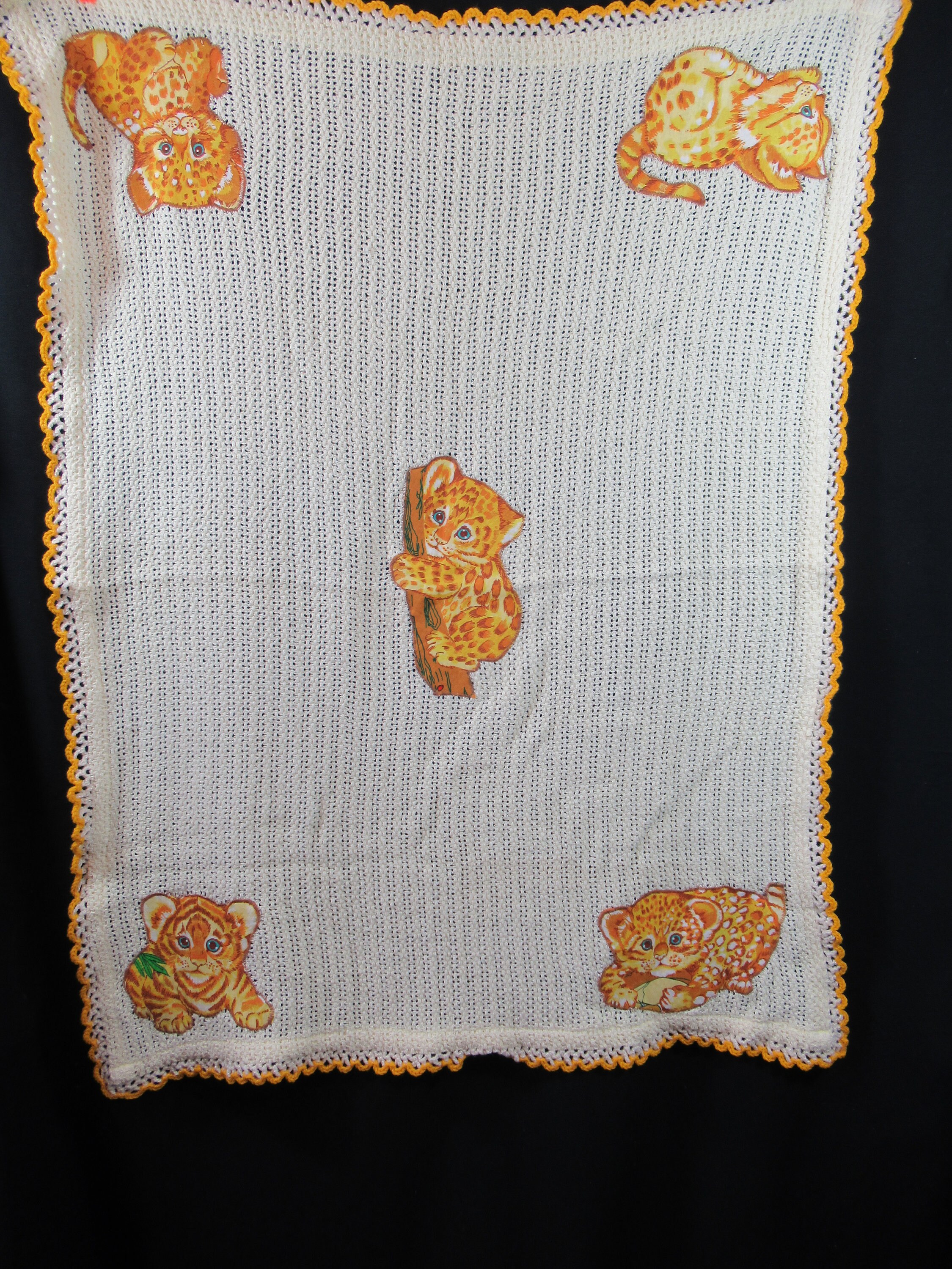 Vintage Baby Tiger Blanket With Crocheted Trim, 31x40 - Etsy