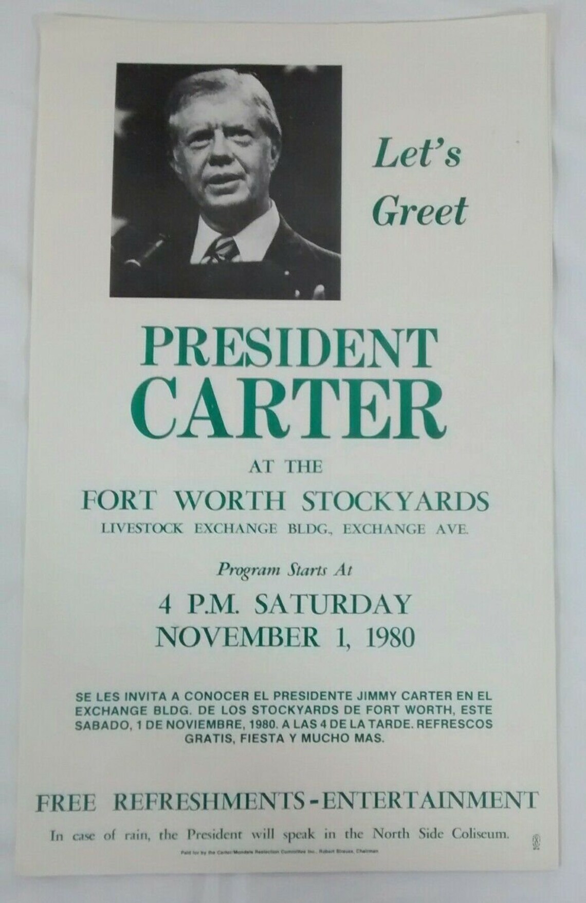 Jimmy Carter Original Campaign Flyers Lot, Posters, Fort Worth ...