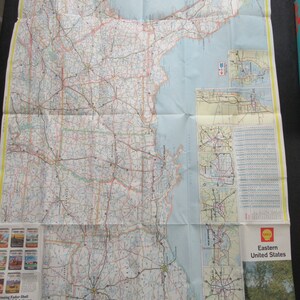 1967 Shell Oil Gas Service Station Map, Eastern United States, Vintage ...