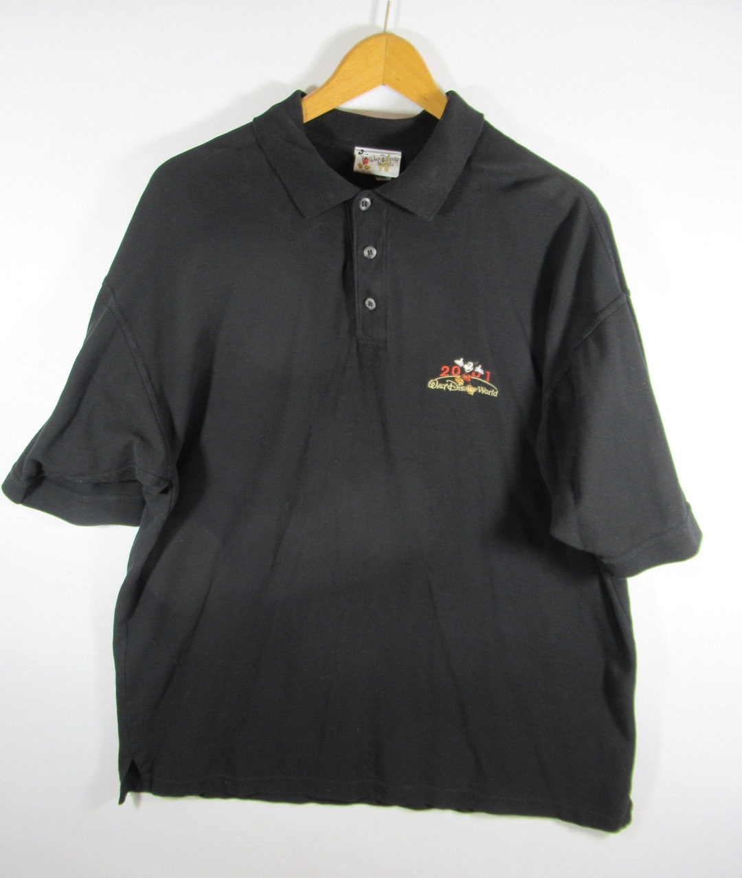 Vintage Walt Disney World Polo Shirt, Embroidered, Men's XL, Black ...