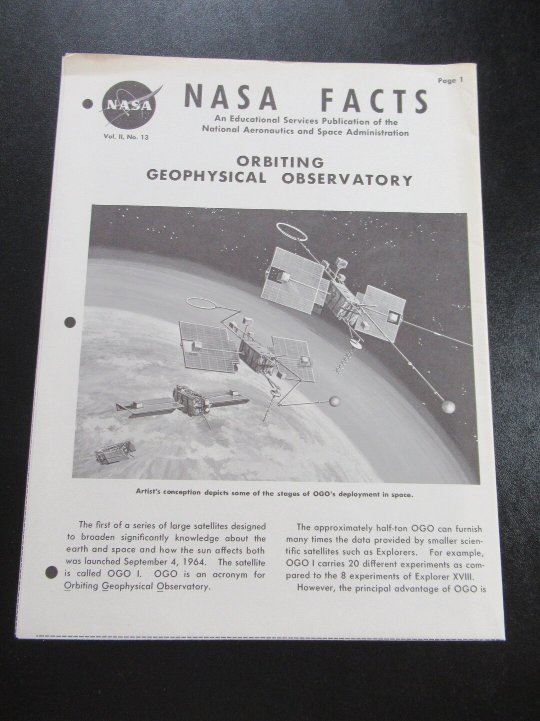 NASA Facts Orbiting Geophysical Observatory Poster/brochure, 1965 ...