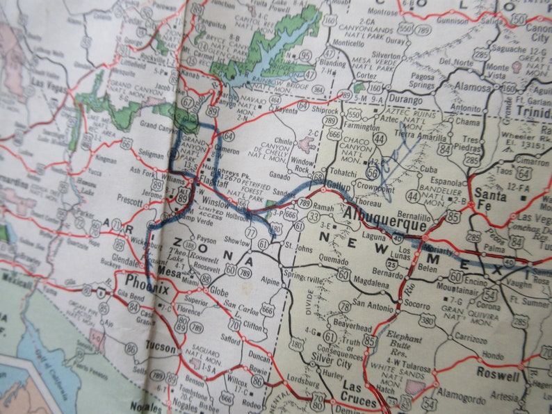 1965 Mobil Oil Gas Service Station Map Southwest United - Etsy