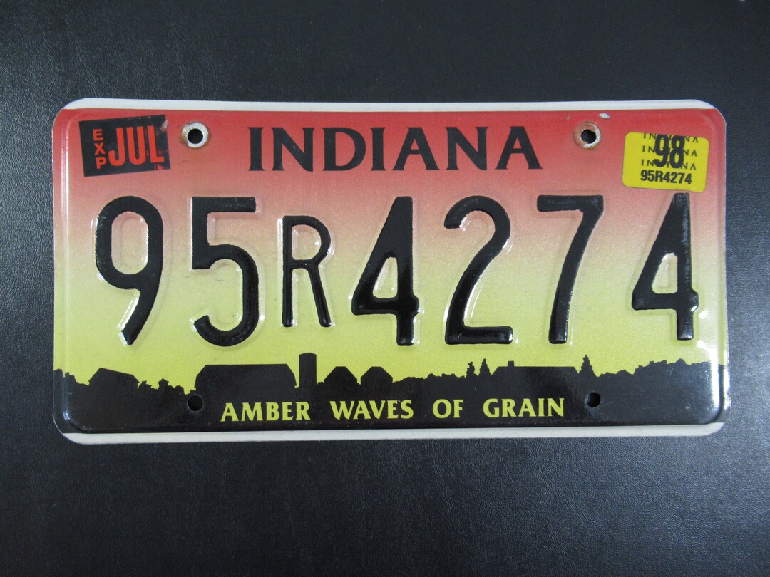 Vintage Indiana License Plate, 1998, Indianapolis, Marion County, 90s ...