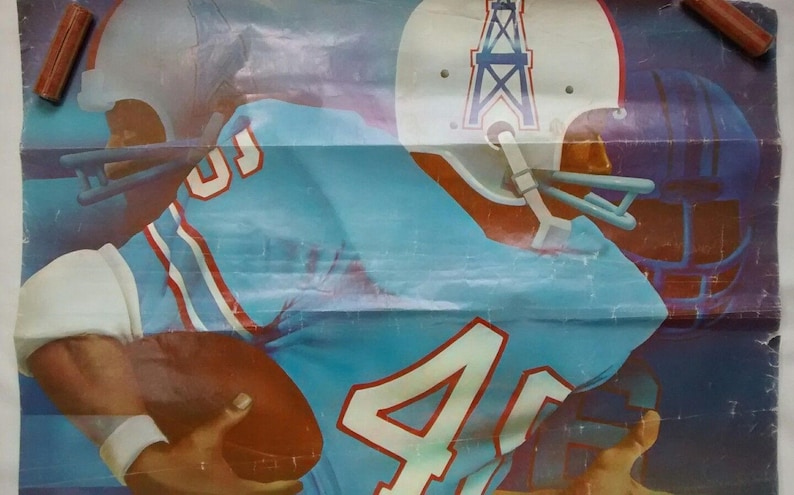 Vintage Original 1975 Houston Oilers NFL Football Poster Reagan Wilson ...