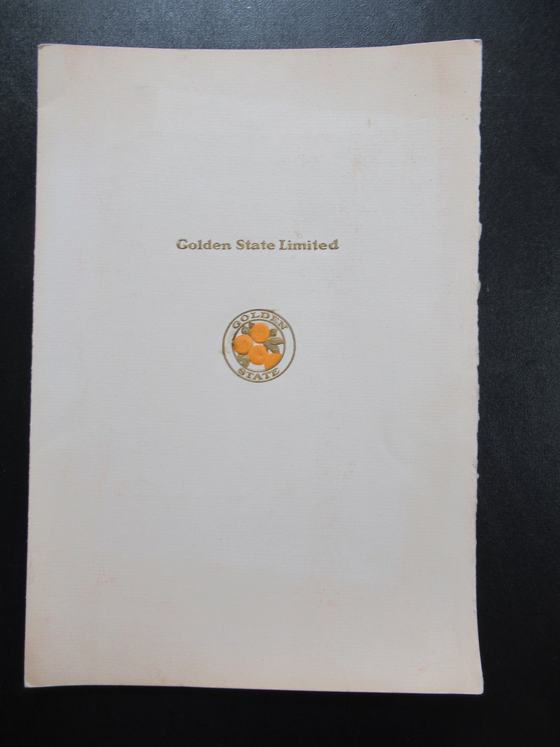 1930s Golden State Limited Railway Menu, Signed, Vintage, Train ...