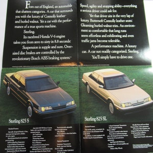 Sterling Austin Rover Brochure, 825S 825SL, Car Dealer, Advertising ...