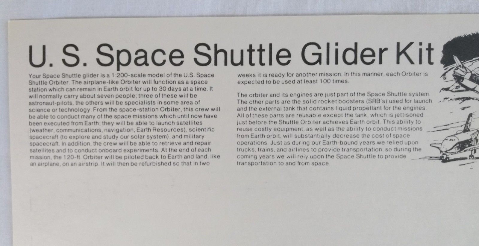Vintage NASA US Space Shuttle Orbiter Paper Glider, 1:200 Scale ...