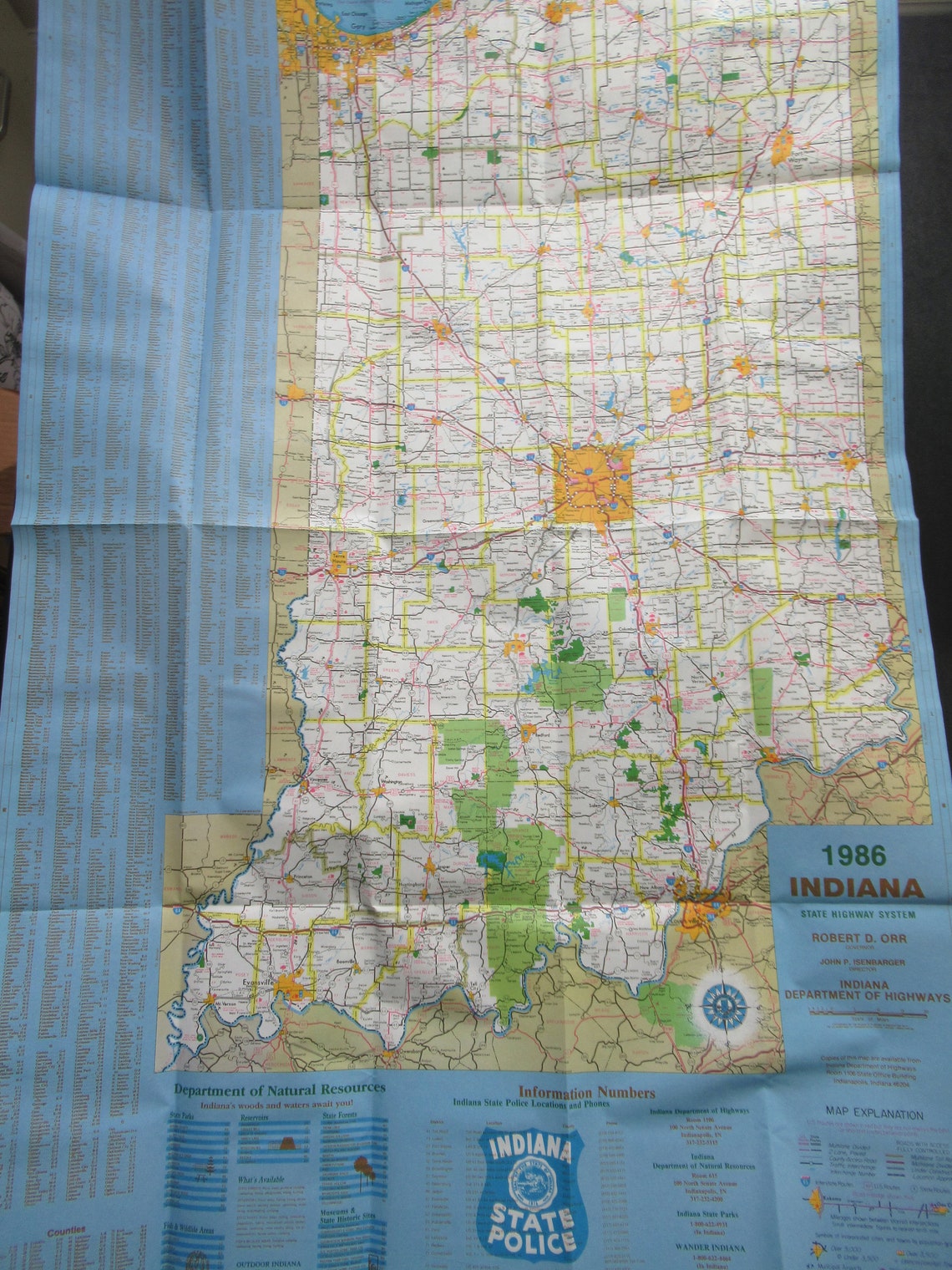 1986 Folded Indiana State Road Map Hoosier Dome Cover - Etsy