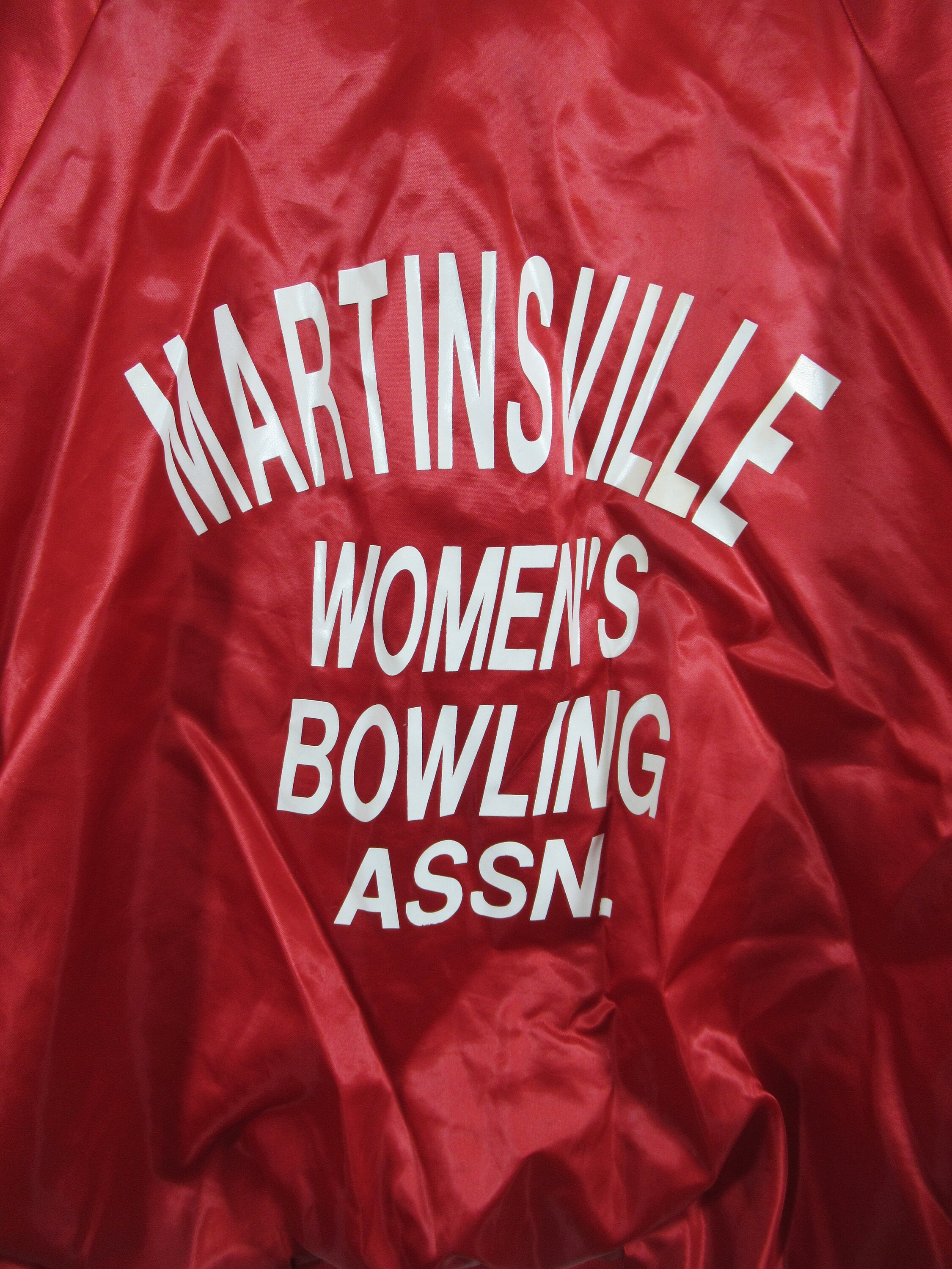Vintage Red Satin Bowling Jacket Womens XL Martinsville - Etsy