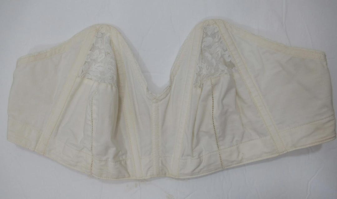 Vintage 40s 50s Maidenform Maidenette Strapless Bra, 36B, Cotton/lace ...