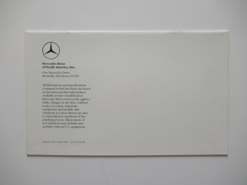 1979 Mercedes Benz Car Brochure, Dealer Advertisement, Auto Prospekt ...