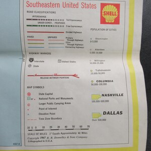 1967 Shell Oil Gas Service Station Map, Eastern United States, Vintage ...