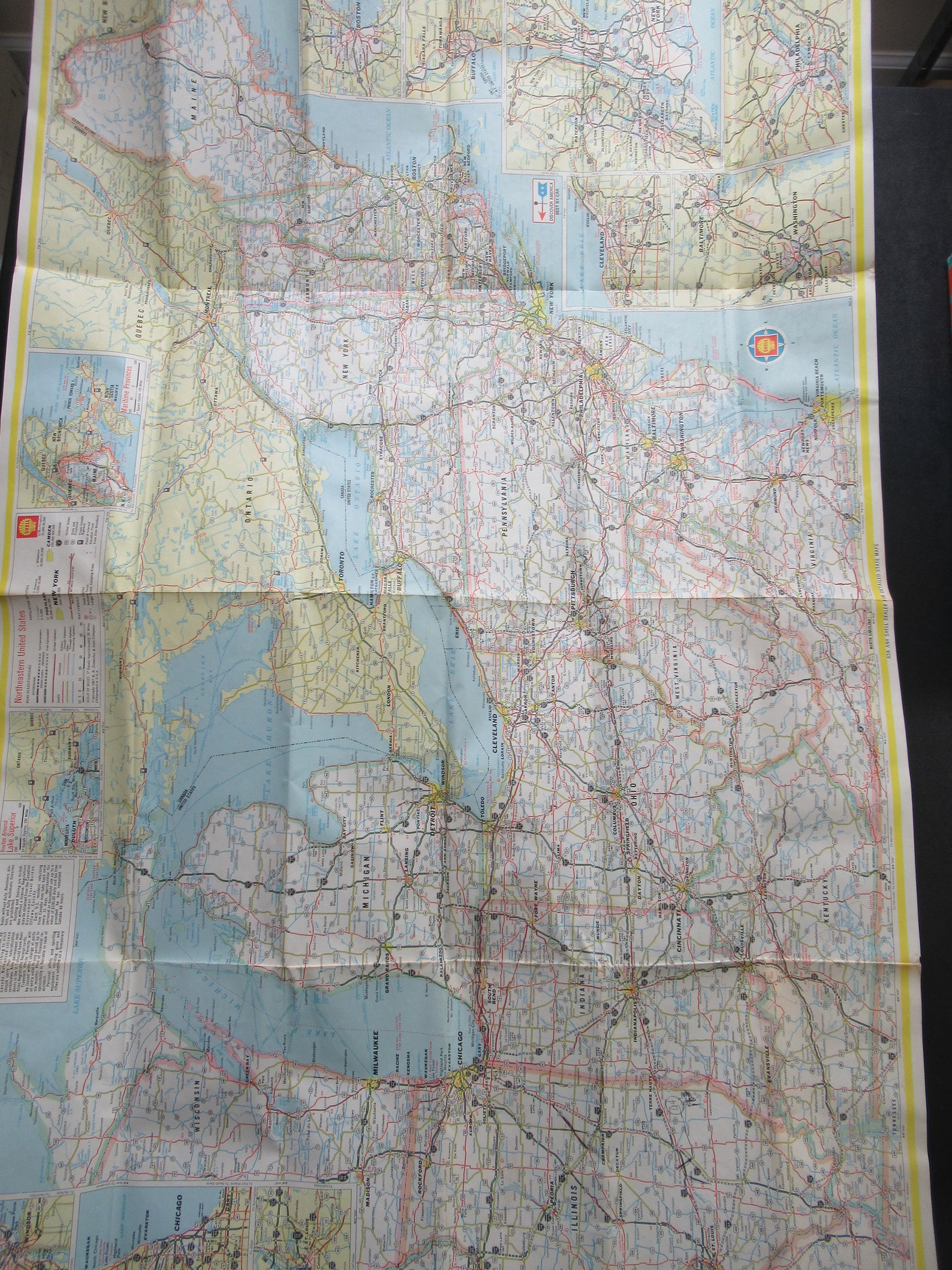 1967 Shell Oil Gas Service Station Map, Eastern United States, Vintage ...