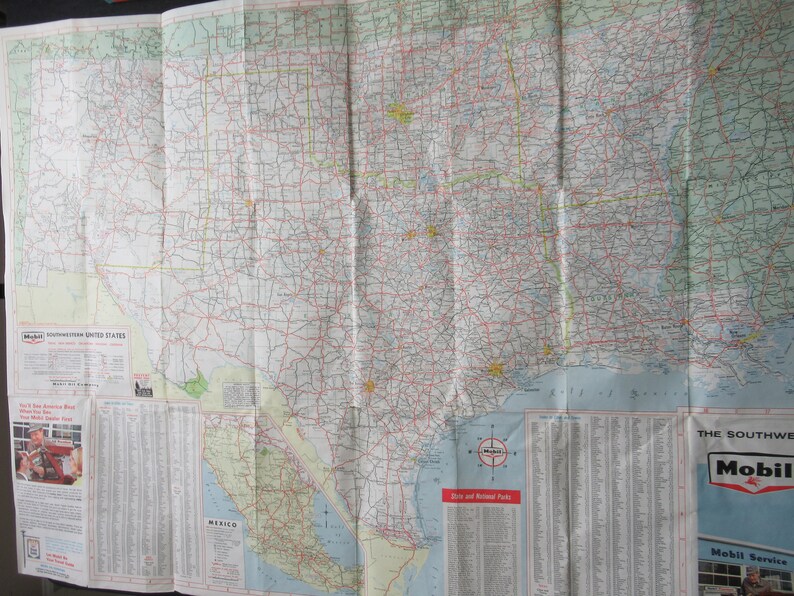 1965 Mobil Oil Gas Service Station Map Southwest United - Etsy